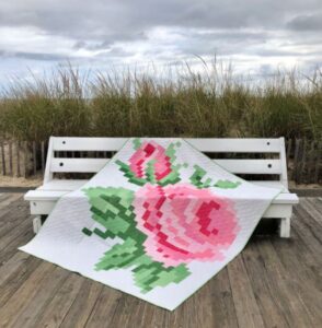 Pixelated Rose Quilt - Sewing With Scraps
